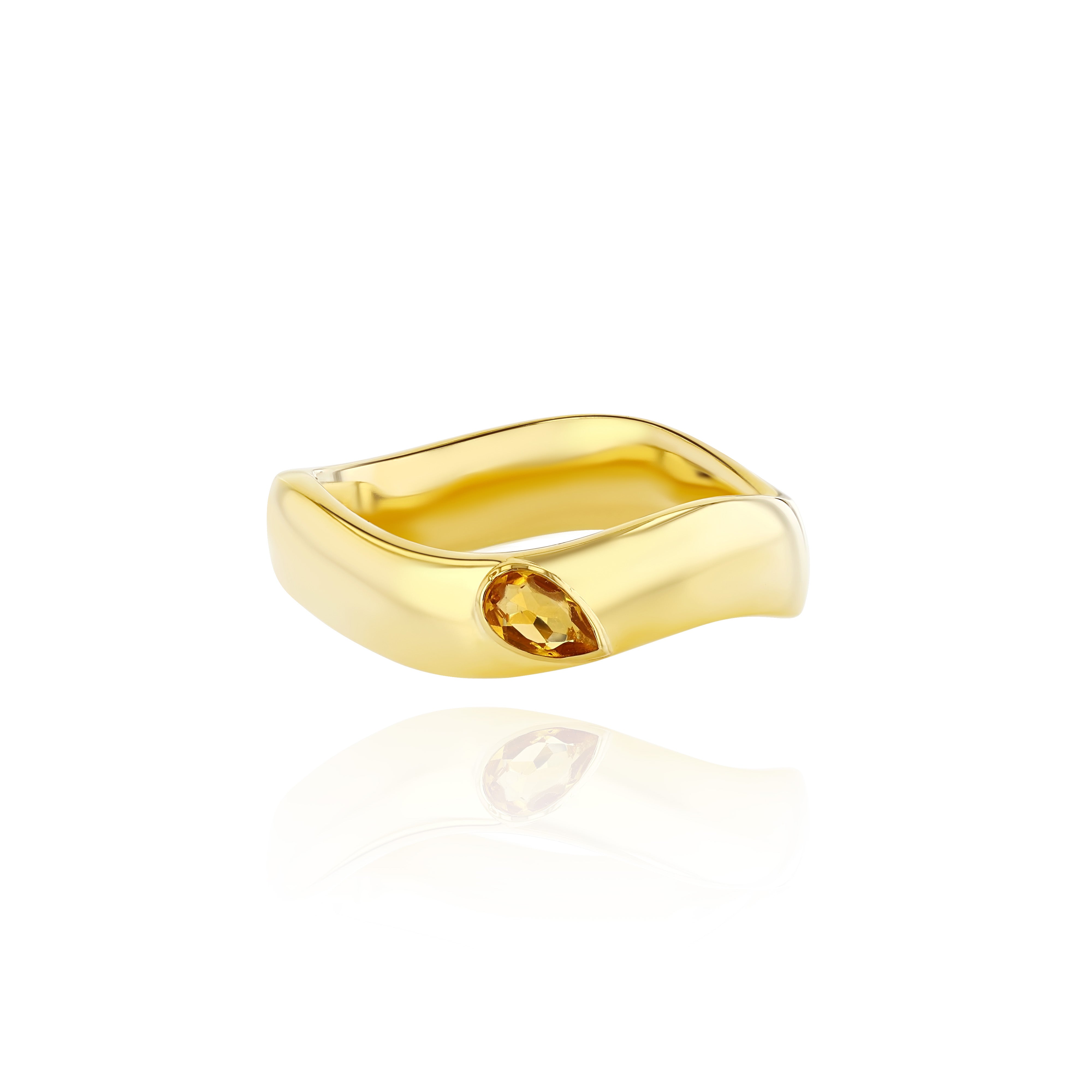Yellow Gold Vermeil Gemstone Curve Ring – Veniroe